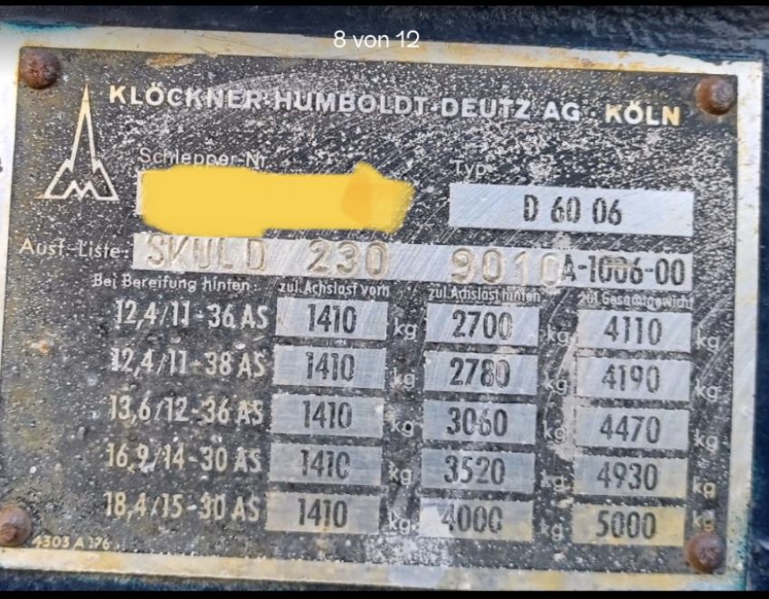 Deutz D6006 - Specs voor kentekenaanvraag waar?